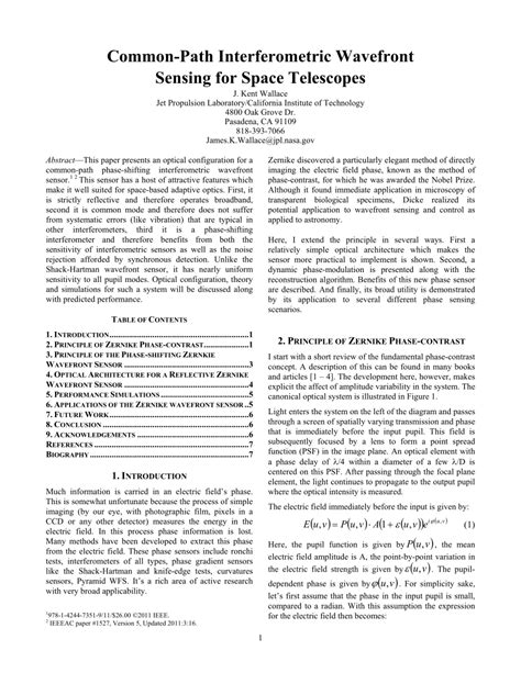 Pdf Common Path Interferometric Wavefront Sensing For Space Telescopes