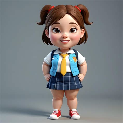 Cute School Girl 3d Render Premium Ai Generated Image