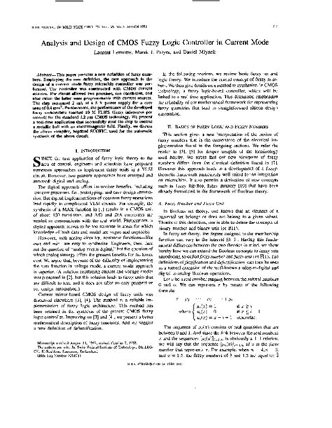pdf analysis and design of cmos fuzzy logic controller in current mode
