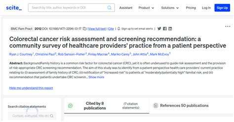 [citation Report] Colorectal Cancer Risk Assessment And Screening Recommendation A Community