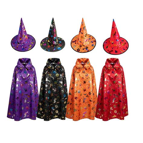 Grossiste Set Cape 80cm Et Chapeau De Sorcière 34 Cm 4 Coloris