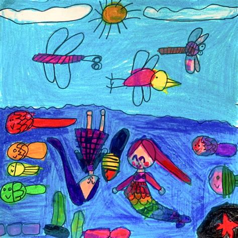 인어공주와 바다속위서율 내가 사랑하는 바다 국제 어린이 환경 그림대회｜휴먼인러브