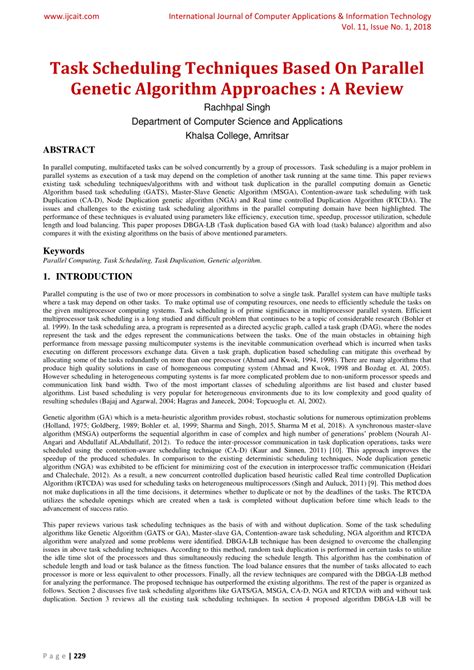 Pdf Task Scheduling Techniques Based On Parallel Genetic Algorithm