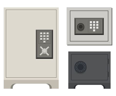 Conjunto De Dibujos Animados De Caja Fuerte Vector Premium