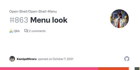 Menu Look · Open Shell Open Shell Menu · Discussion 863 · Github