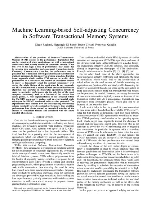 Pdf Machine Learning Based Self Adjusting Concurrency In Software Transactional Memory Systems