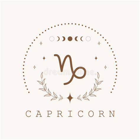 Capricorn Zodiac Sign One Line Drawing Astrological Icon With Abstract Woman Face Stock Vector