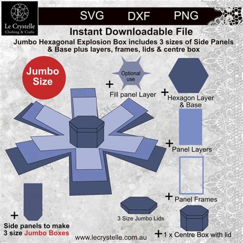 Explosion Box Hexagonal Large SVG Cut File Hexagon Box Etsy