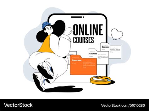 Online Courses Outline Web Modern Concept In Flat Vector Image