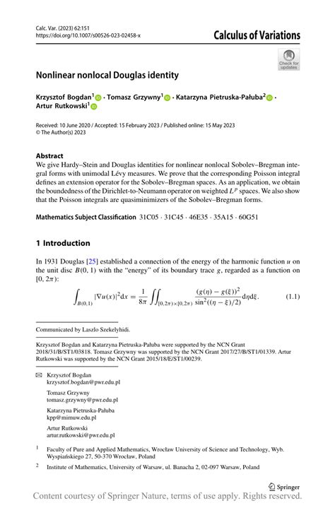 Pdf Nonlinear Nonlocal Douglas Identity