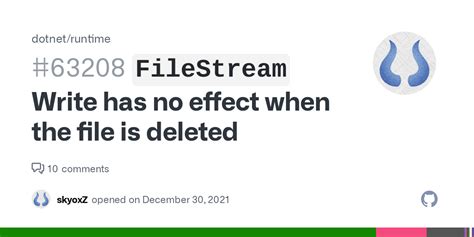 FileStream Write Has No Effect When The File Is Deleted Issue Dotnet Runtime GitHub