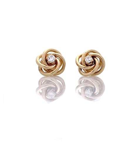 Lot 14k Yellow Gold 20cttw Diamond Knot Earrings