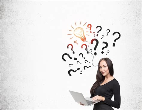 Premium Photo Girl With Computer And Light Bulb