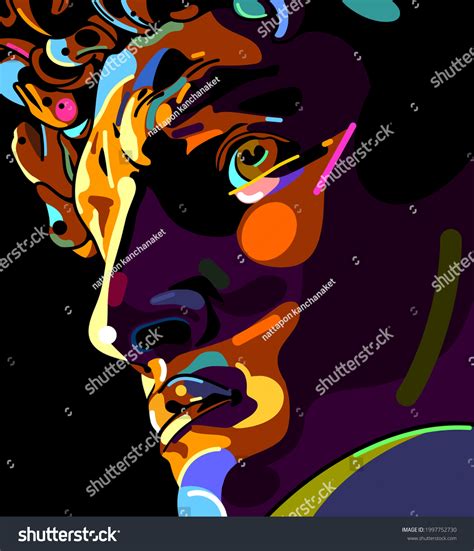 Michelangelo David Face Night Illustration Vector Stock Vector Royalty