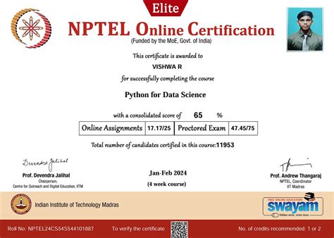 vishwa r on linkedin nptel swayam python datascience learningjourney