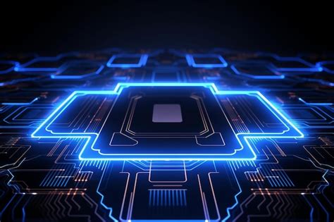 Premium Ai Image Futuristic Microchip Cpu Circuit Board Blue Light
