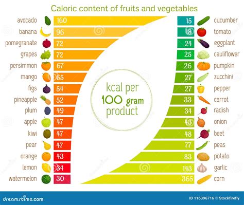 Infographics On The Calorie Content Of Food Vector Stock Vector