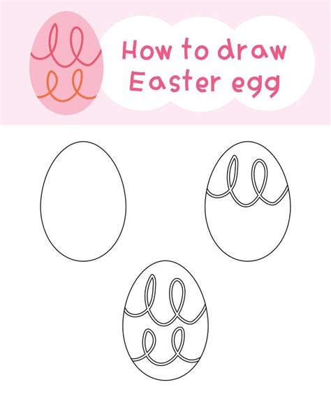 How To Draw Easter Egg Cartoon Step By Step For Kid Book Spring Coloring Book And Education