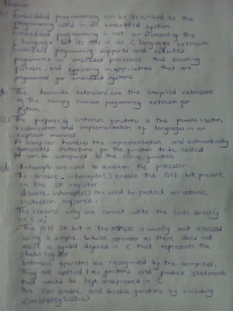 Solved Question 7 10 Points Part A Why Does Embedded Programming