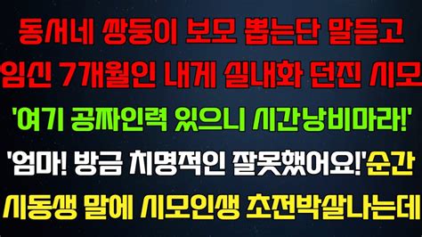 반전 신청사연 동서네 쌍둥이 보모구하자 시모가 날 공짜인력으로 쓰라는데얘쓰고 시간낭비마라 순간 시동생 말에 시모인생 날아가는데라디오드라마사연실화사연의 품격썰