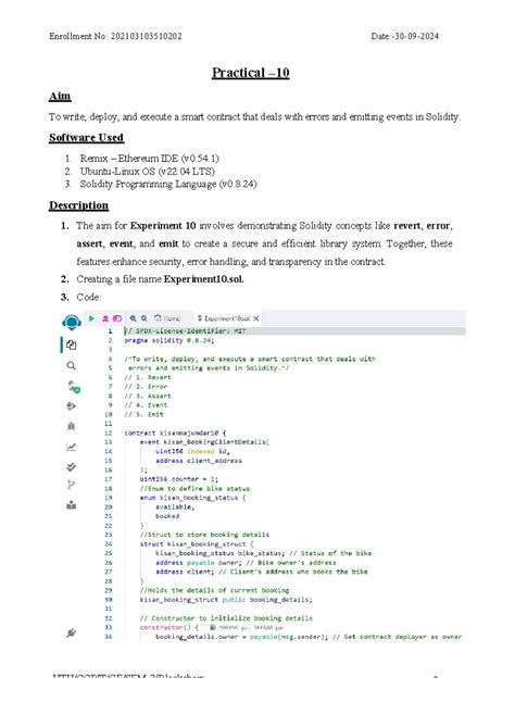Bt10202 Block Chain Exp Aim Practical To Write Deploy And