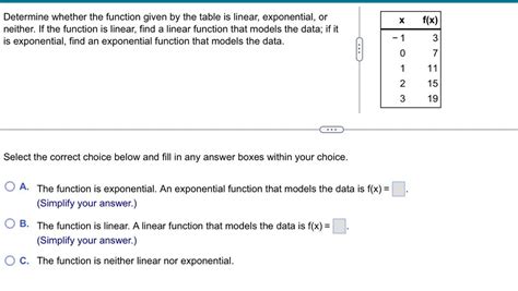 solved determine whether the function given by the table is