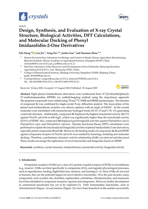 Pdf Design Synthesis And Evaluation Of X Ray Crystal Structure Biological Activities Dft