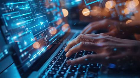 Hands Typing On Computer Keyboard Ai Generated Stock Image Image Of