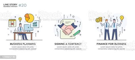 비즈니스 컨셉의 일러스트 레이션 컨셉 세트입니다 워크플로 성장 그래픽 비즈니스 개발 이정표 스타트업 선형 그림 아이콘 인포그래픽 방문 페이지 사이트 인쇄 포스터입니다 라인