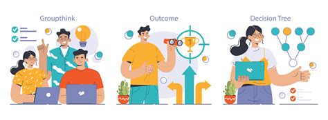 Decision Making Set Strategic Thinking Brainstorming And Solution Research 41172180 Vector Art