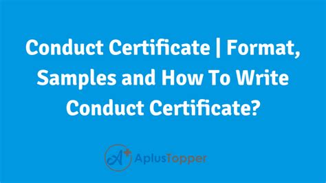 Conduct Certificate Format Samples And How To Write Conduct Certificate Cbse Library