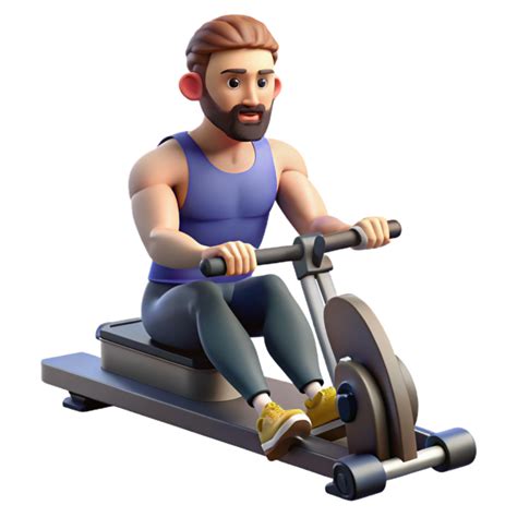 Dramatic Classic Man Using Rowing Machine Isolated Cutout Exclusive