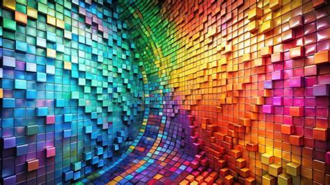 Abstract Colorful Cube Wall A Vibrant Spectrum Of Glossy Three