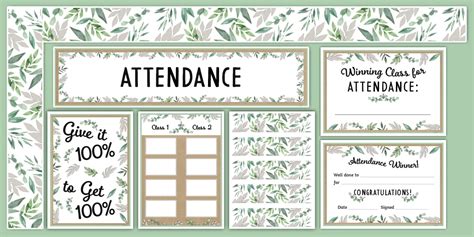 Botanical Themed Whole School Attendance Display Twinkl