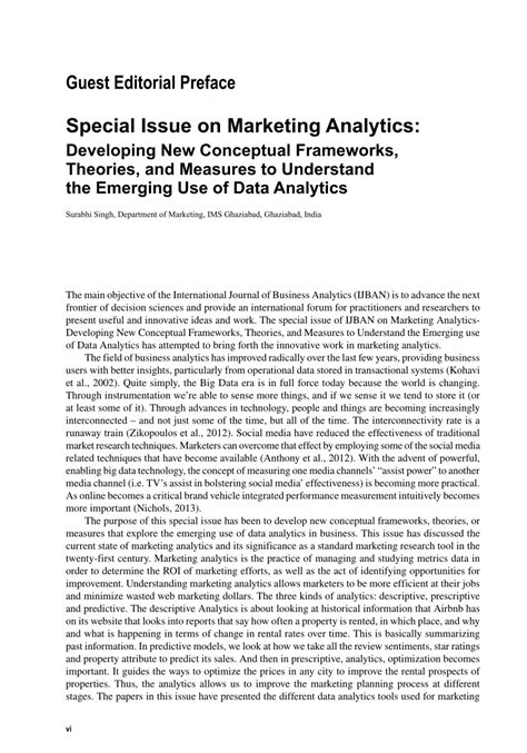 pdf special issue on marketing analytics developing new conceptual