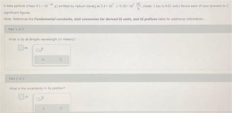 Solved A Beta Particle Mass 9 11028 G Emitted By Radium Chegg Com
