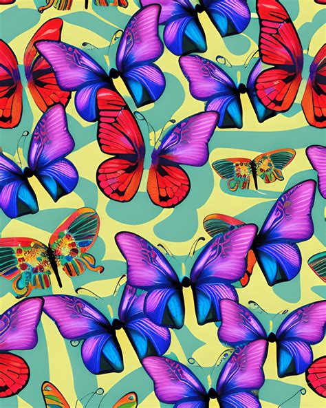 rainbow butterfly pattern graphic · creative fabrica
