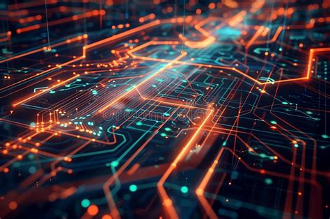 Abstract Digital Circuitry Network Technology Data Flow Innovation