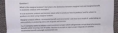 Solved Question What Is The Marginal Analysis And What Is Chegg