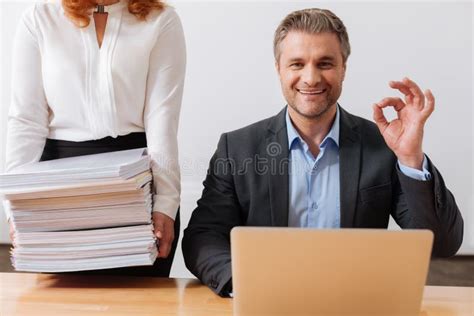 Productive Talented Employee Ready With His Assignments Stock Image