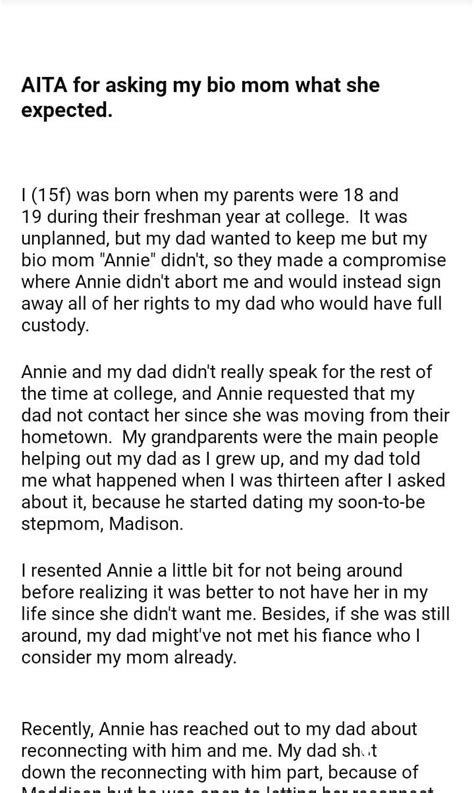 AITA for my bio mom what she expected. – DJOTD.com