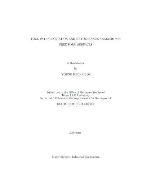 Pdf Tool Path Generation And 3d Tolerance Analysis For · End
