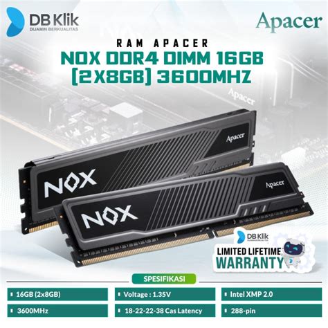 Ram Apacer Nox Ddr4 Dimm 16gb 2x8gb 3600mhz [ah4u16g36c25ymbaa2]