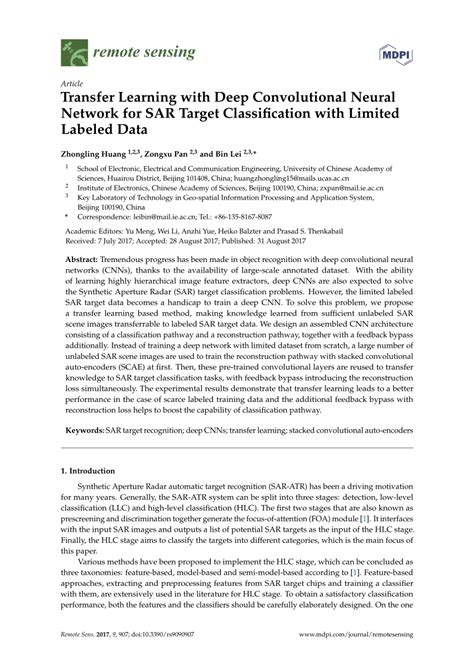 Pdf Transfer Learning With Deep Convolutional Neural Network For Sar