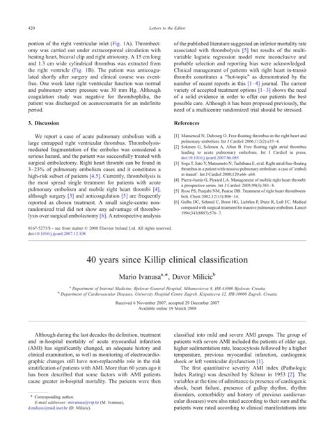 Pdf 40 Years Since Killip Clinical Classification