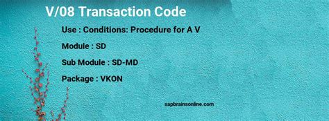 V 08 SAP Tcode For Conditions Procedure For A V