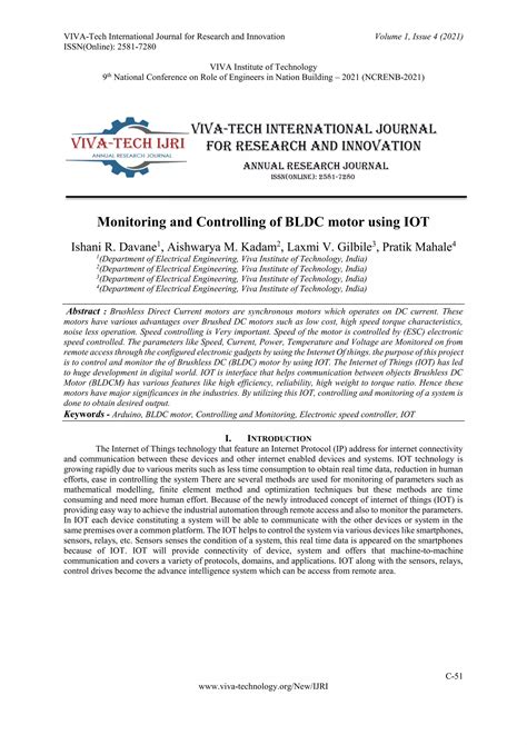 Monitoring And Controlling Of Bldc Motor Using Iot Pdf