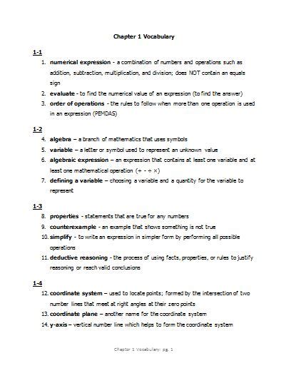 Chapter 1 Notes Mrs Laycocks Prealgebra Class