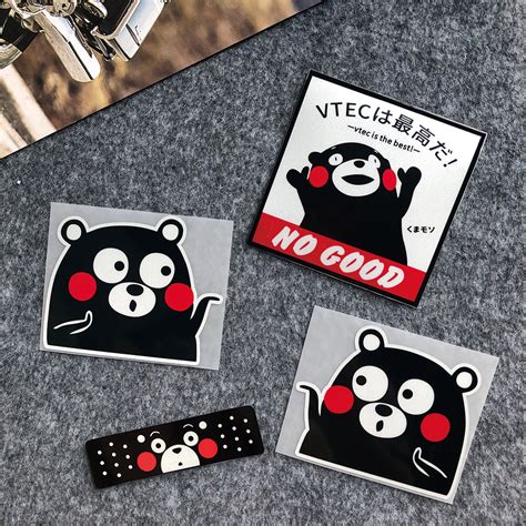 Cute Kawaii Cartoon Kumamon Bear Reflective Car Stickers Decor Car Body