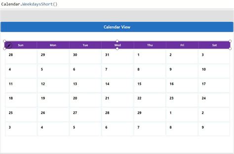 create a calendar in powerapps